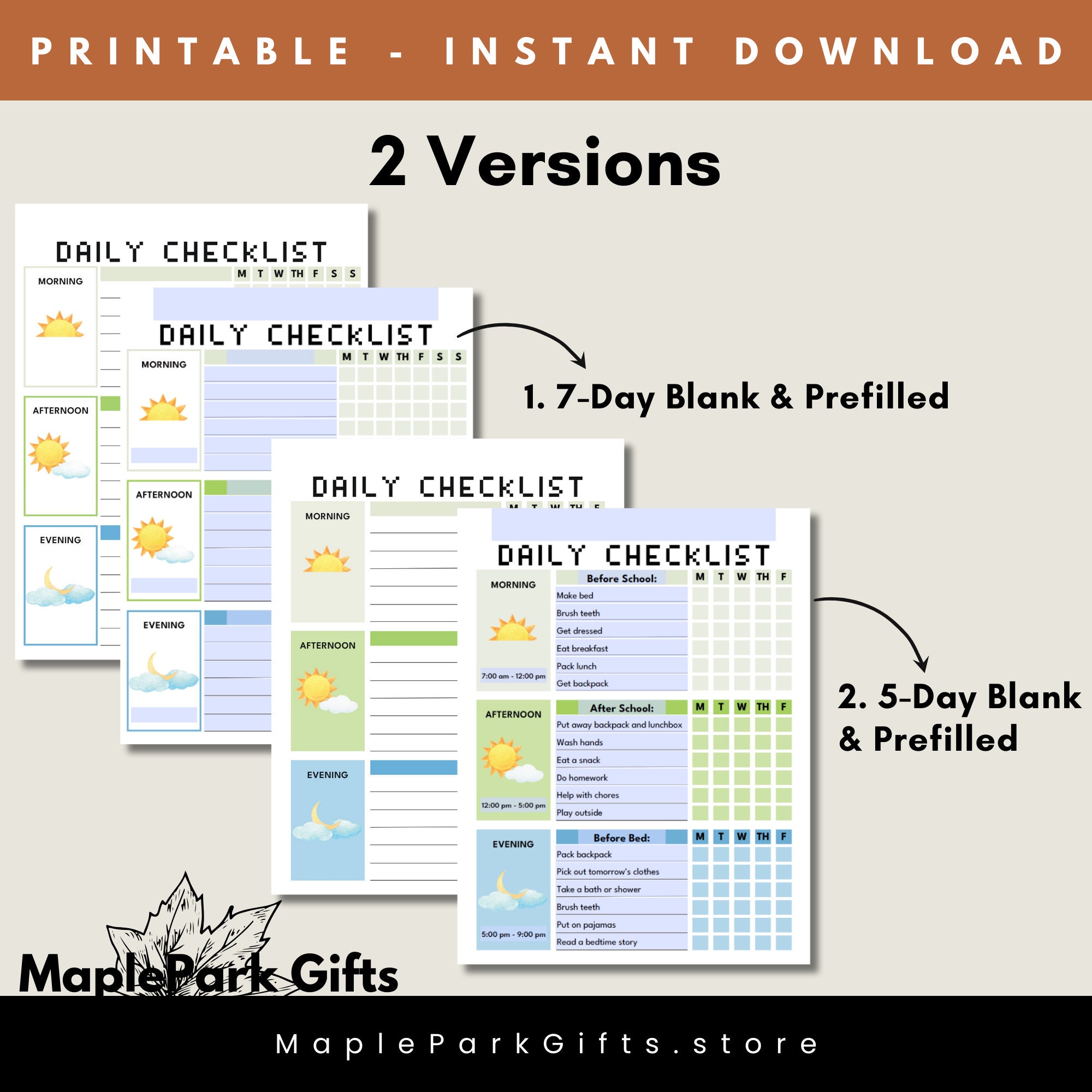 My Chores Checklist Printable Daily Routine Chart for Kids | Editable ...