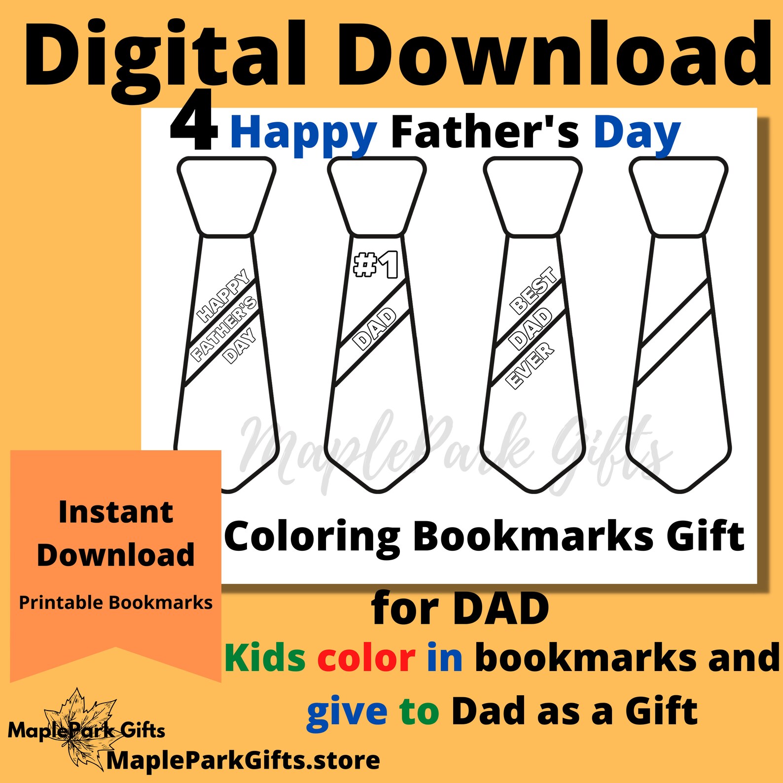 Necktie Father's Day Bookmarks Printable Coloring - Etsy