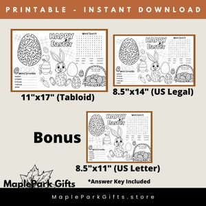 Easter Printable Placemat Coloring Activity Sheet | Easter Party ...
