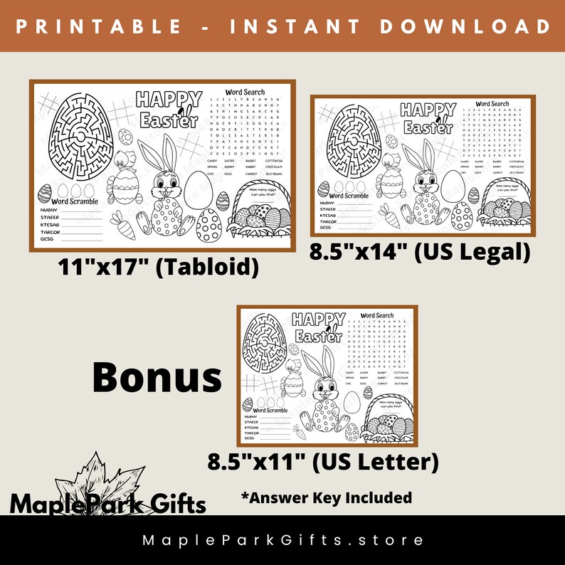 Easter Printable Placemat Coloring Activity Sheet | Easter Party ...