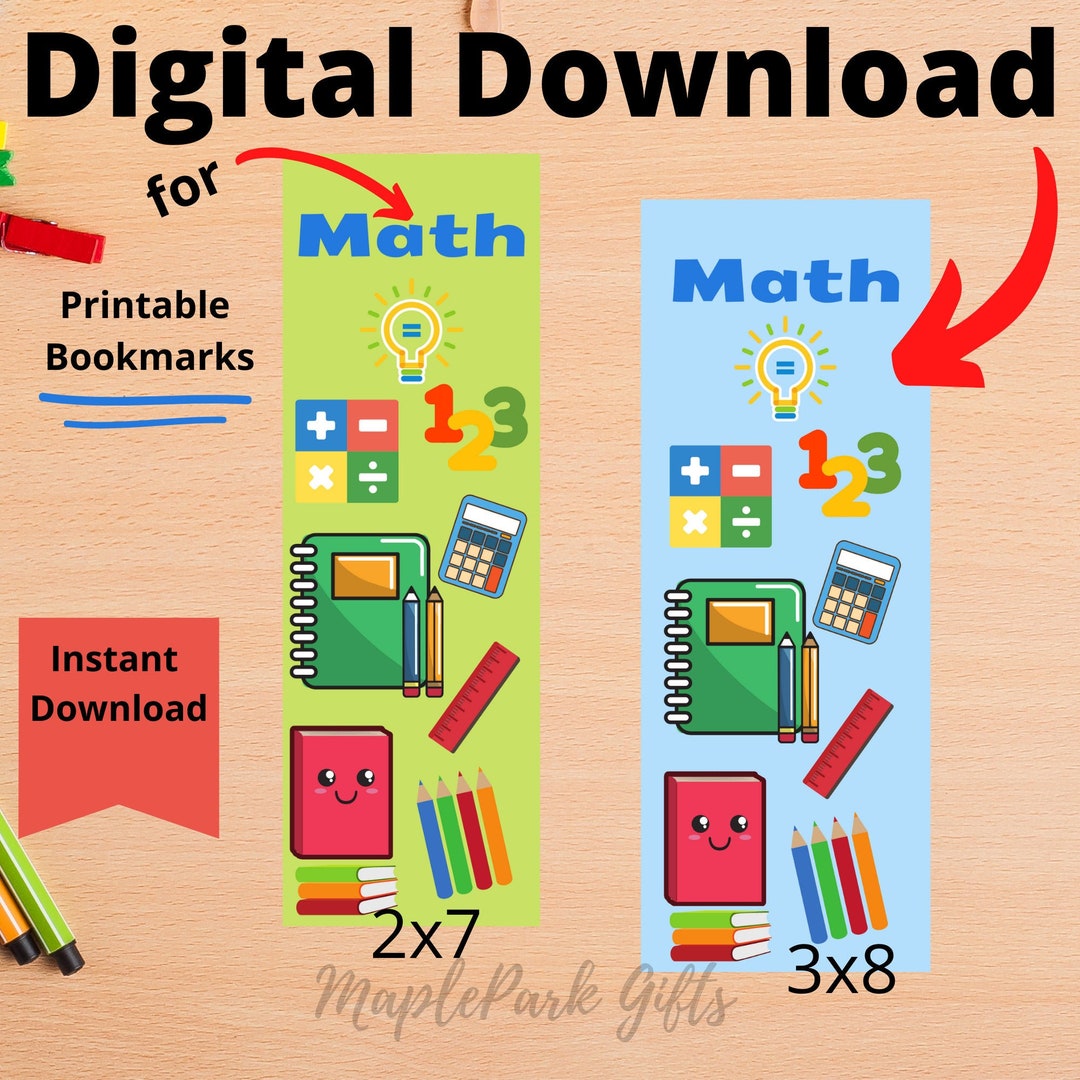 Math Class Back to School Bookmarks 2 Math Subject Printable - Etsy