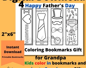 Dad Father's Day Printable Coloring Bookmarks for Kids Set 2 - Etsy
