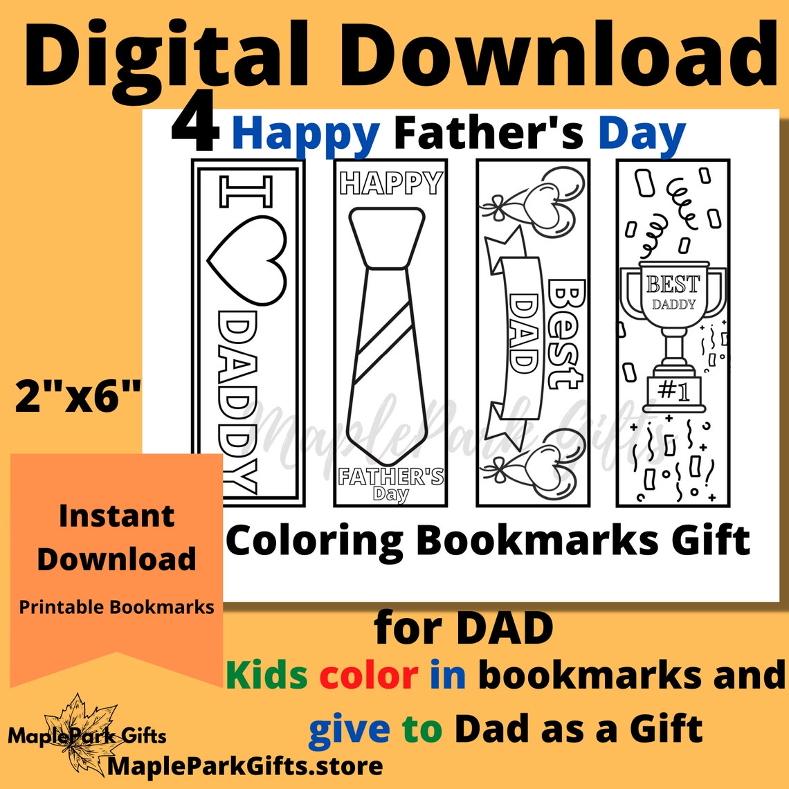 Dad Father's Day | Printable Coloring Bookmarks for Kids | Set 1 - Etsy