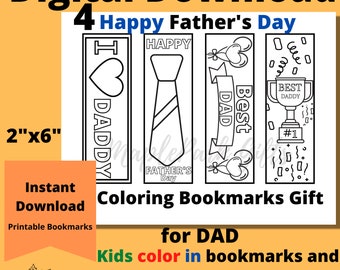 Dad Father's Day | Printable Coloring Bookmarks for Kids | Set 2 - Etsy