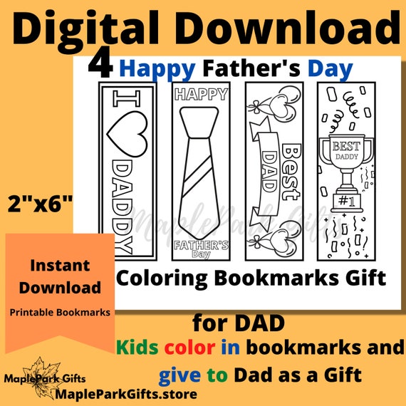 Dad Father's Day Printable Coloring Bookmarks for Kids - Etsy