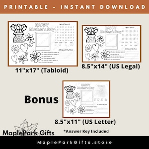 Mother's Day Printable Placemat Coloring Activity Sheet | About Mom ...