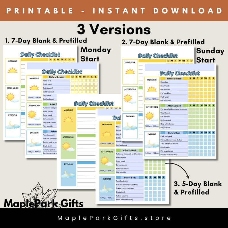 My Chores Checklist Printable Daily Routine Chart for Kids | Editable ...