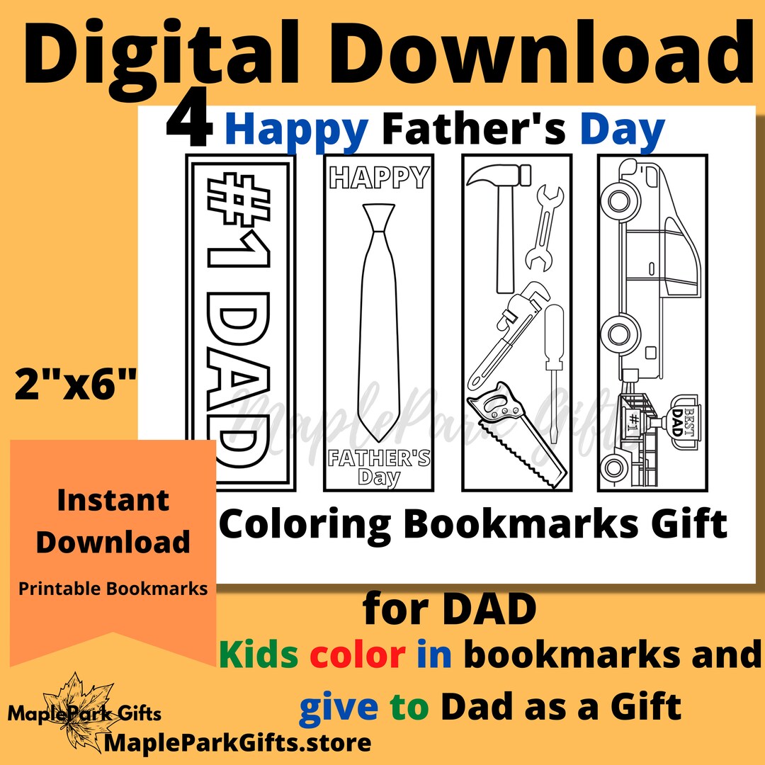 Dad Father's Day | Printable Coloring Bookmarks for Kids | Set 2 - Etsy