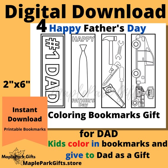 Dad Father's Day Printable Coloring Bookmarks for Kids - Etsy