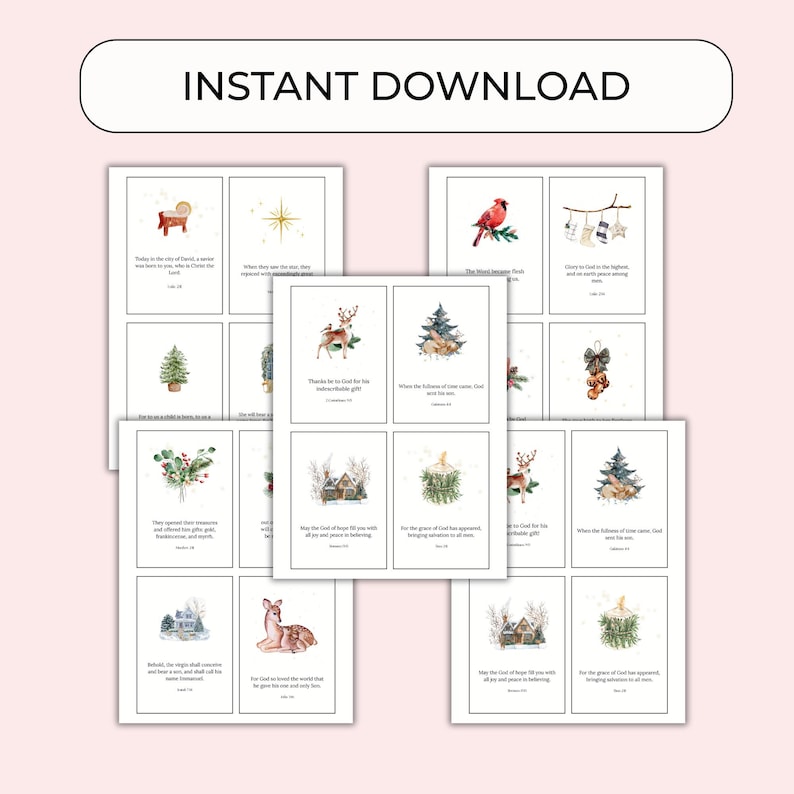 20 Christmas Scripture Cards Printable | Bible Verse Cards | Christian ...