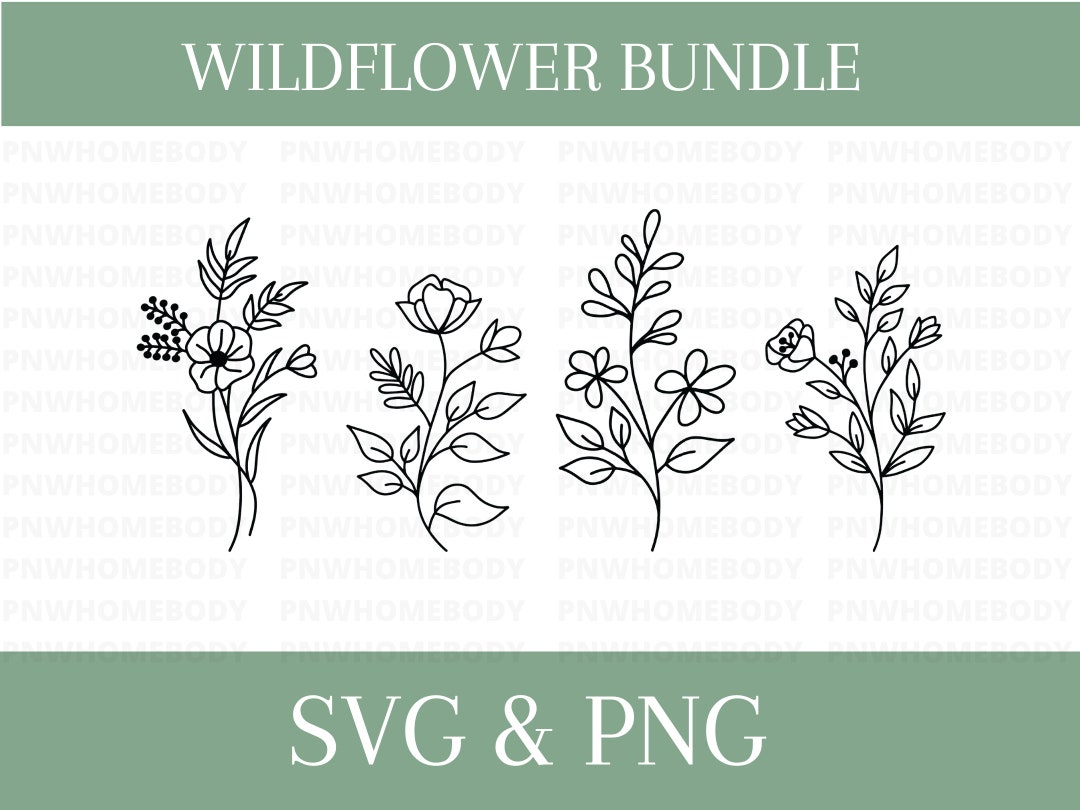 Floral Svg Bundle, Wild Flower Svg, Png, Spring Svg, Botanical Svg ...