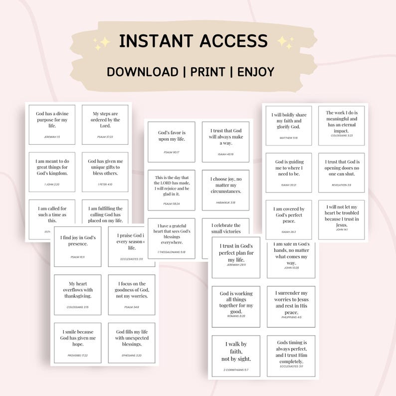 100 Printable Christian Affirmation Cards, Bible Affirmations, Bible ...