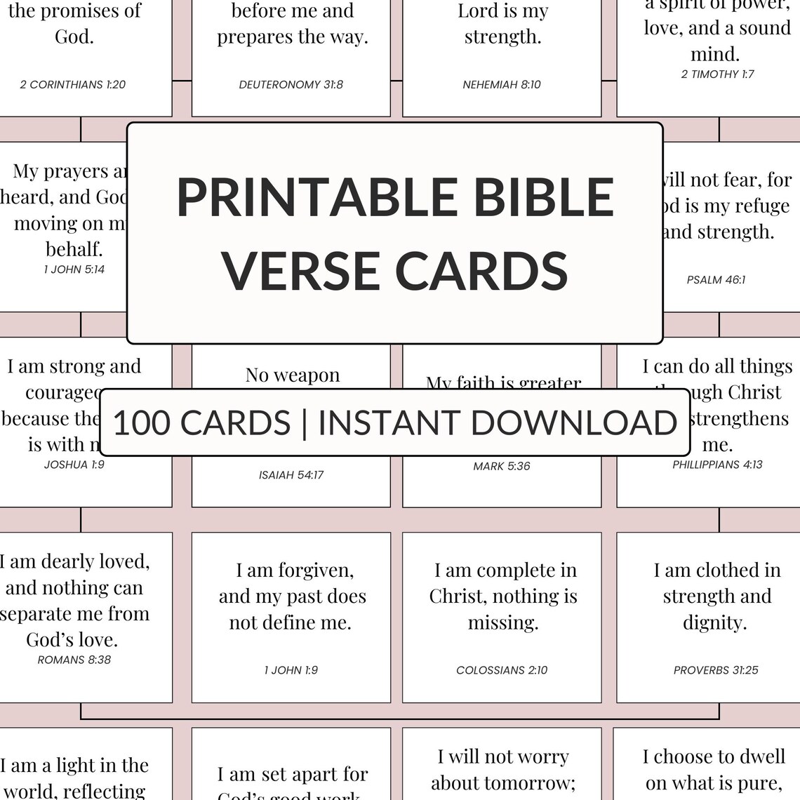 100 Printable Christian Affirmation Cards, Bible Affirmations, Bible ...