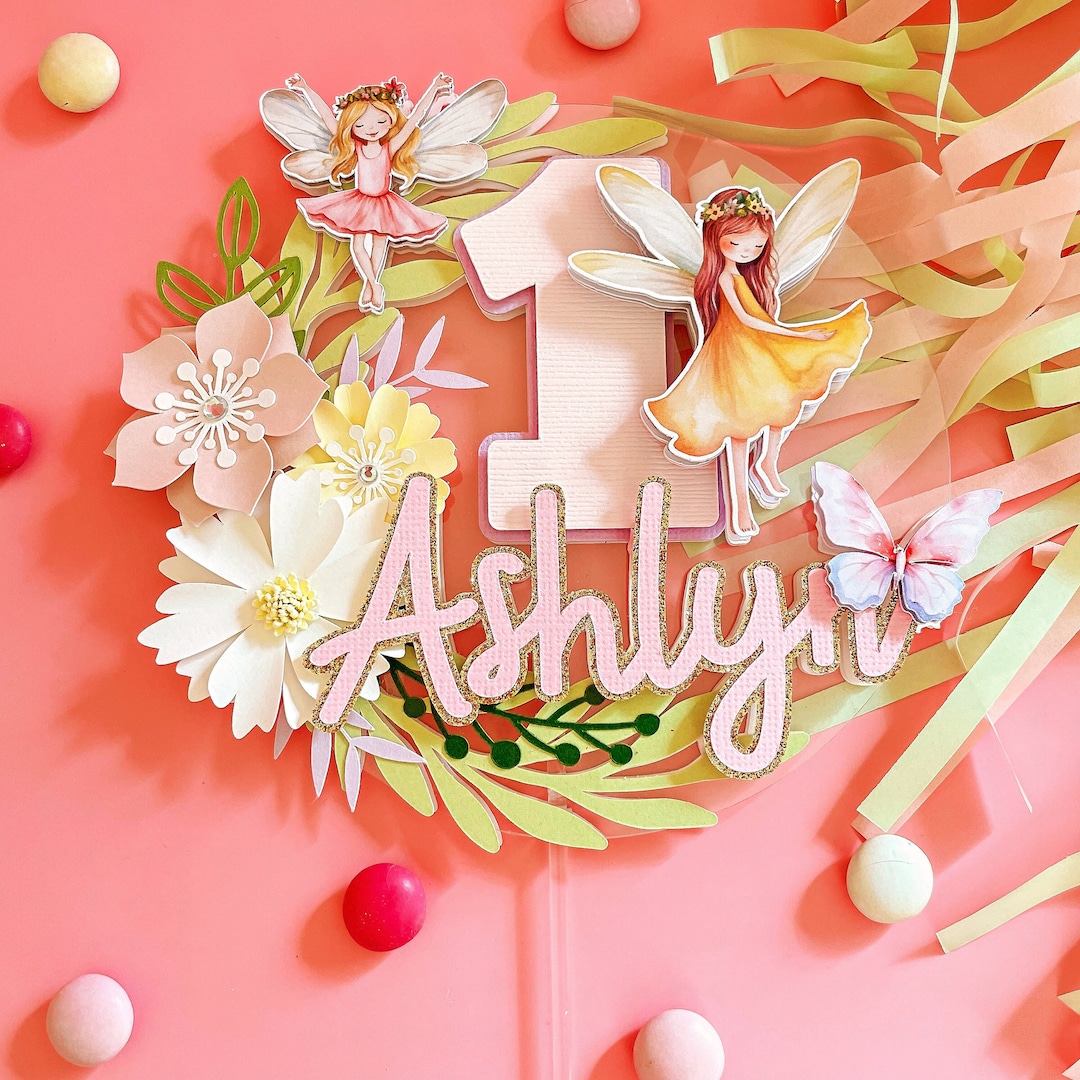 Fairy First Birthday Cake Topper, Fairy Pink Cake Smash, Fairy Garden ...