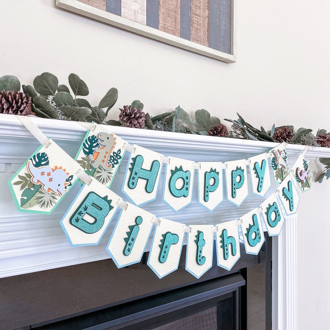Dinosaur Happy Birthday Banner: Dino First Birthday Party Decor - Etsy