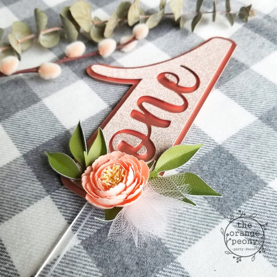 No. 1 Topper Floral Cake Topper One Cake Topper | Etsy