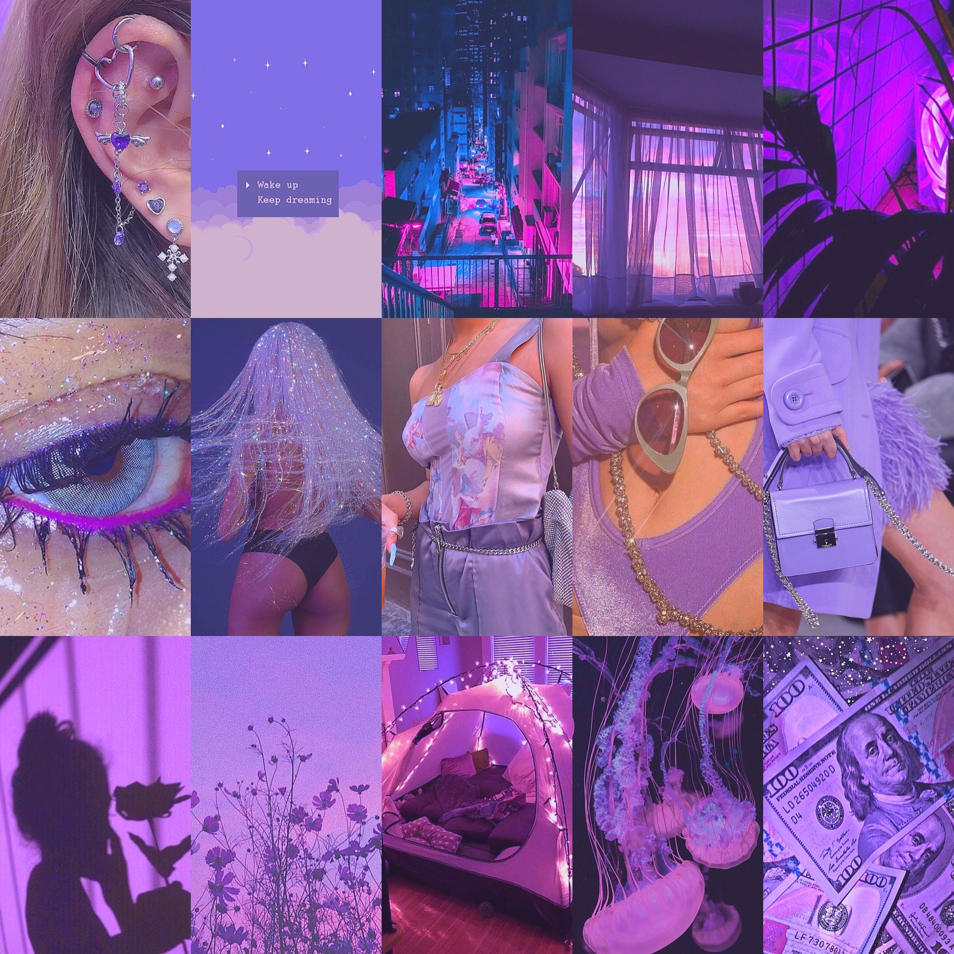 Purple Photo Wall Collage Kit | DIGITAL DOWNLOAD 60PCS - Etsy