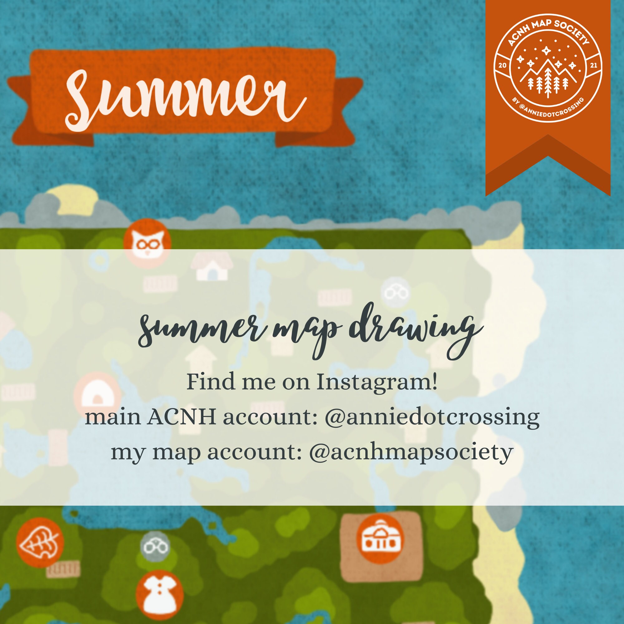Custom ACNH Map // Summer Animal Crossing New Horizons Map Drawing - Etsy