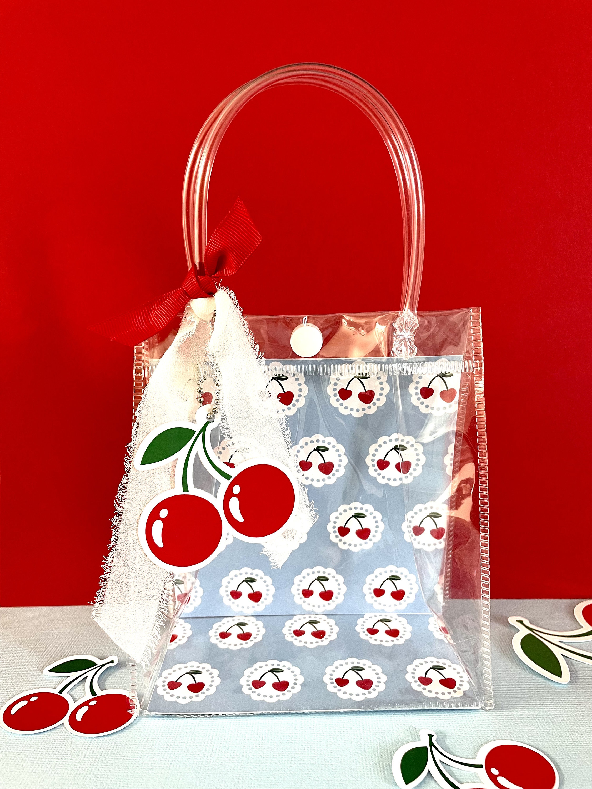 Cherry Clear Favor Bag, Cherry Party Theme Favor Bag, Cherry Birthday ...