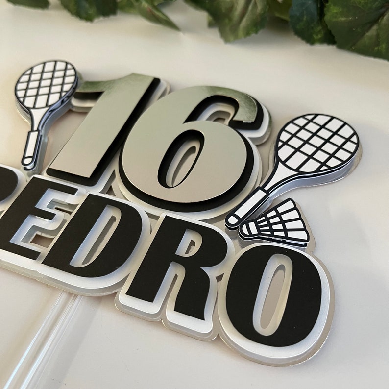 Badminton Birthday Cake Topper Customized With Name and Age, Badminton ...