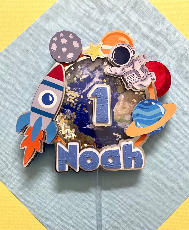 Space Cake Topper, Outer Space Birthday Party, Austronaut Party Decor, Outer Space Cake Topper ...