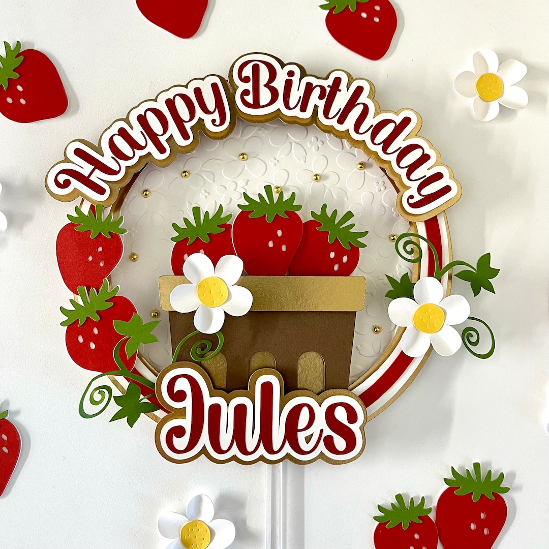 Strawberry Cake Topper, Personalized Berry Party Decor for Birthday ...
