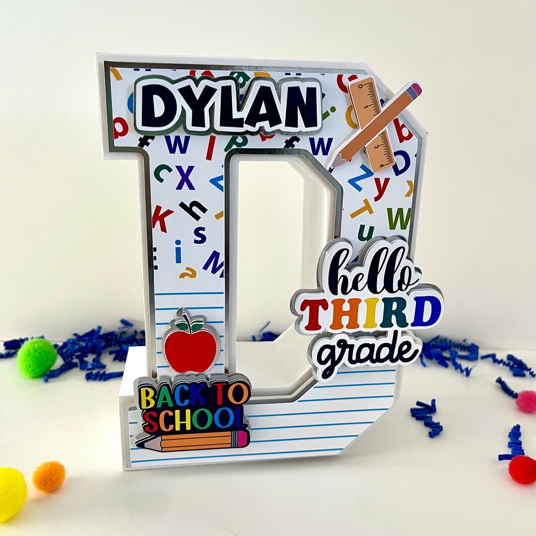 First Day of School 3D Letter, Back to School Photo Prop, Custom Back ...