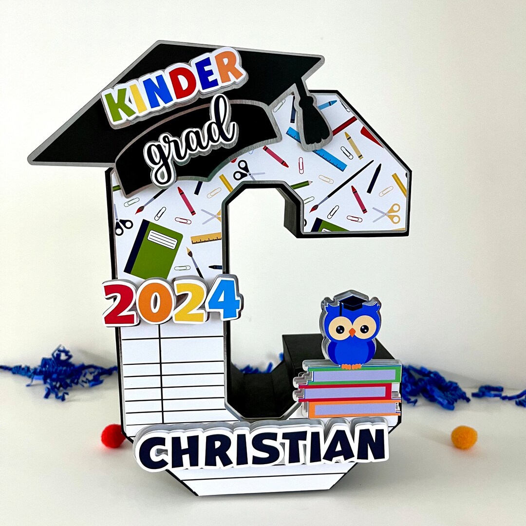 Carta 3D de Graduación de Kinder, Decoración de fiesta de Kinder Grad ...
