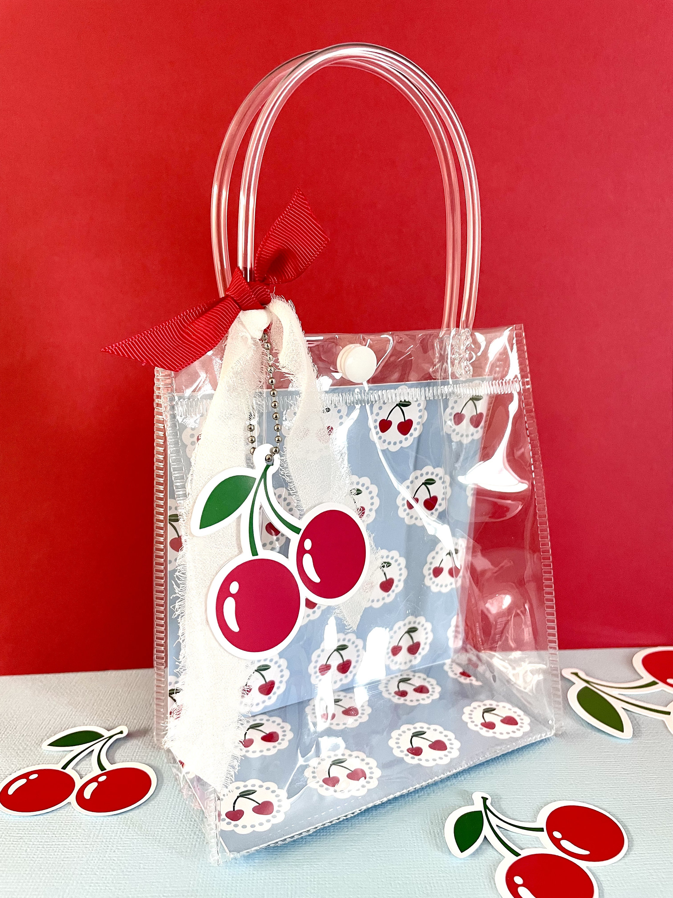Cherry Clear Favor Bag, Cherry Party Theme Favor Bag, Cherry Birthday ...