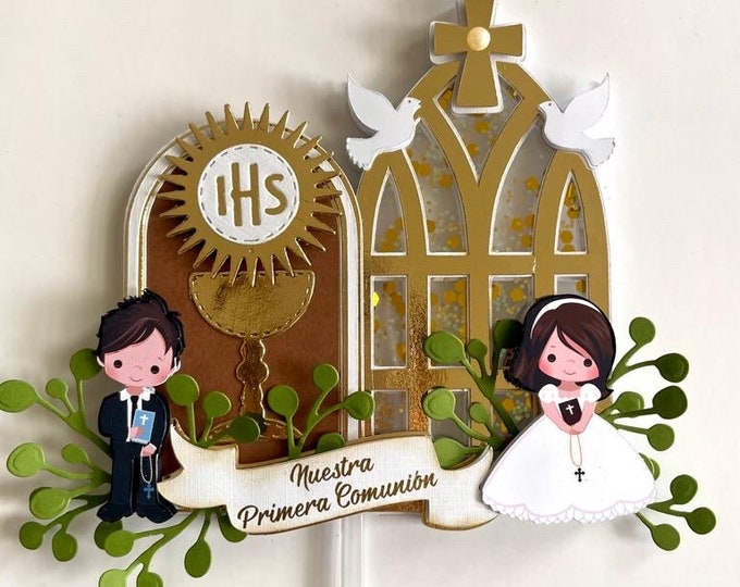 First Holy Communion Cake Topper, Religious Decor, Siblings First ...