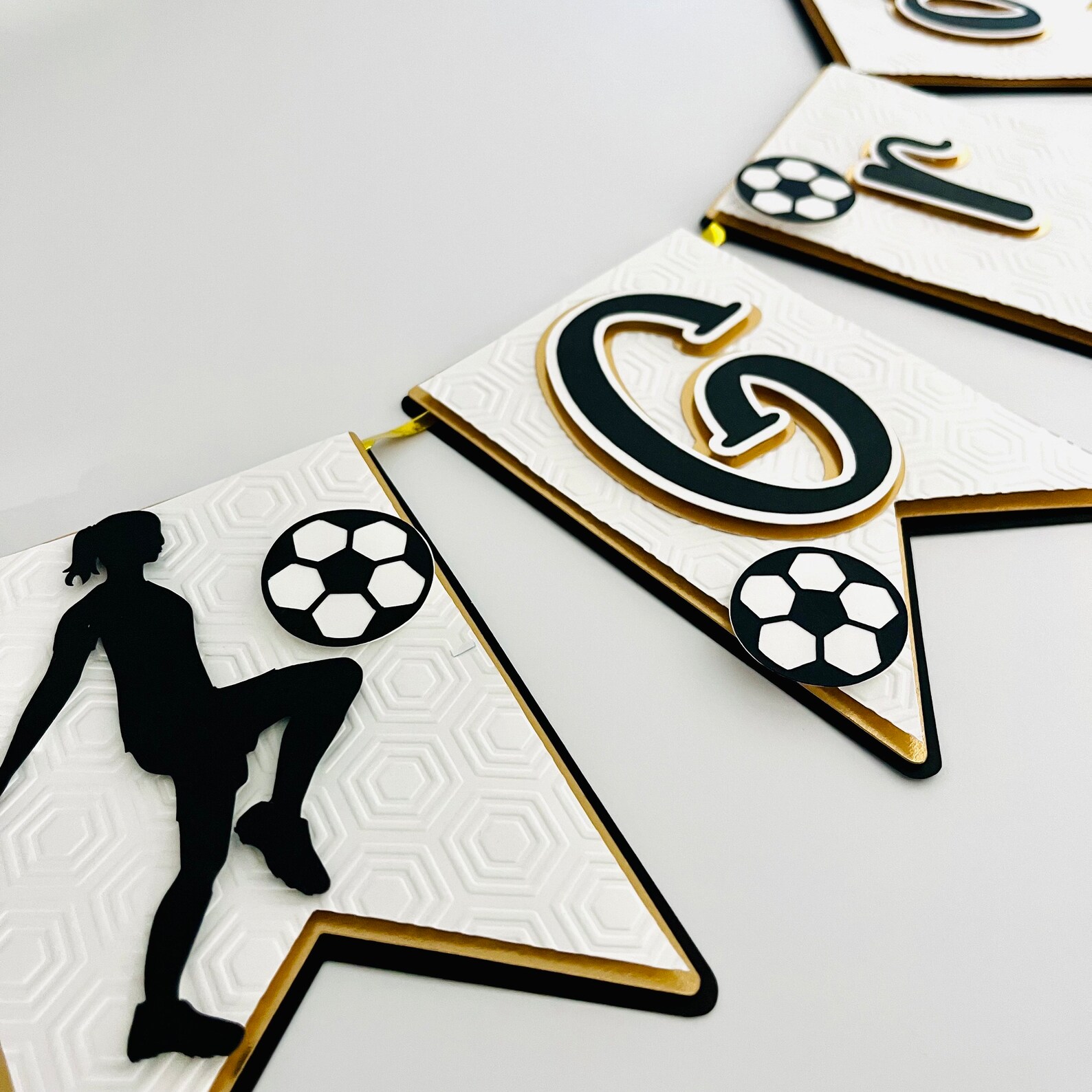 Soccer Girl Birthday Banner, Soccer Girl Party Decoration, Soccer Name ...