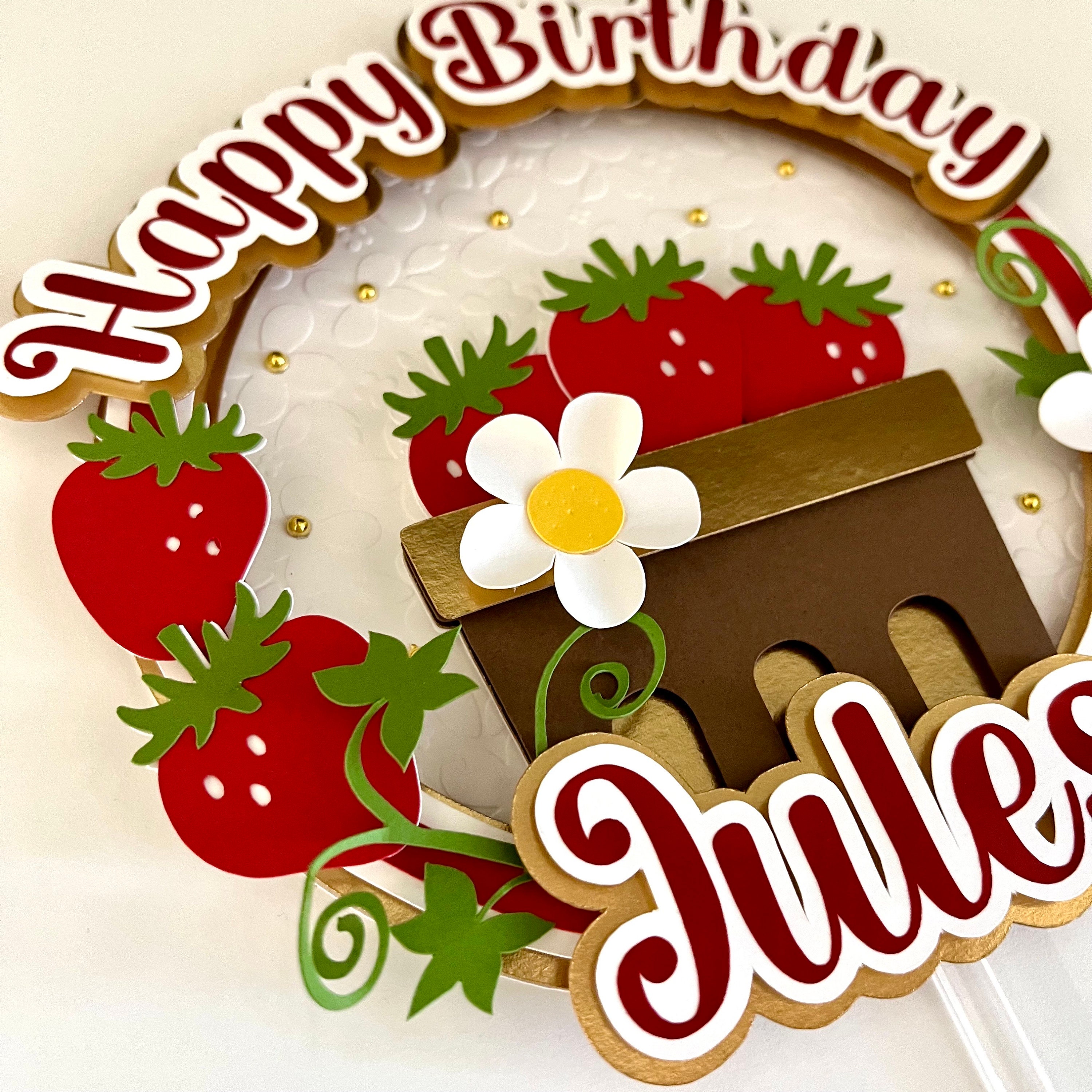 Strawberry Cake Topper, Personalized Berry Party Decor for Birthday ...