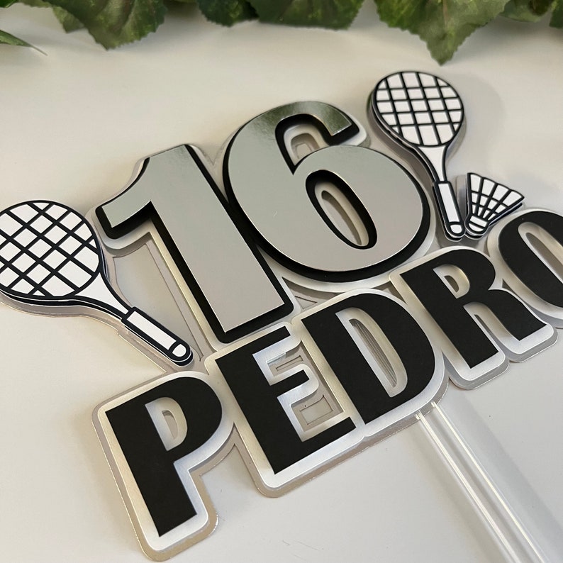 Badminton Birthday Cake Topper Customized With Name and Age, Badminton ...