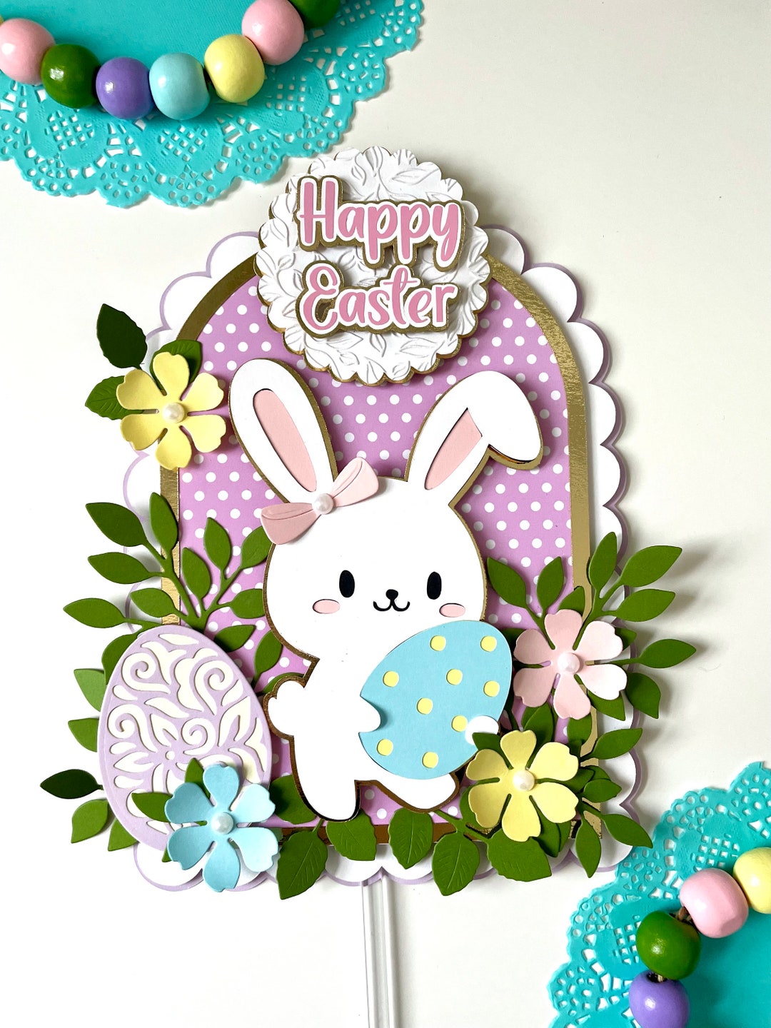 Bunny Easter Cake Topper, 1st Birthday Party, Easter Party Decoration ...