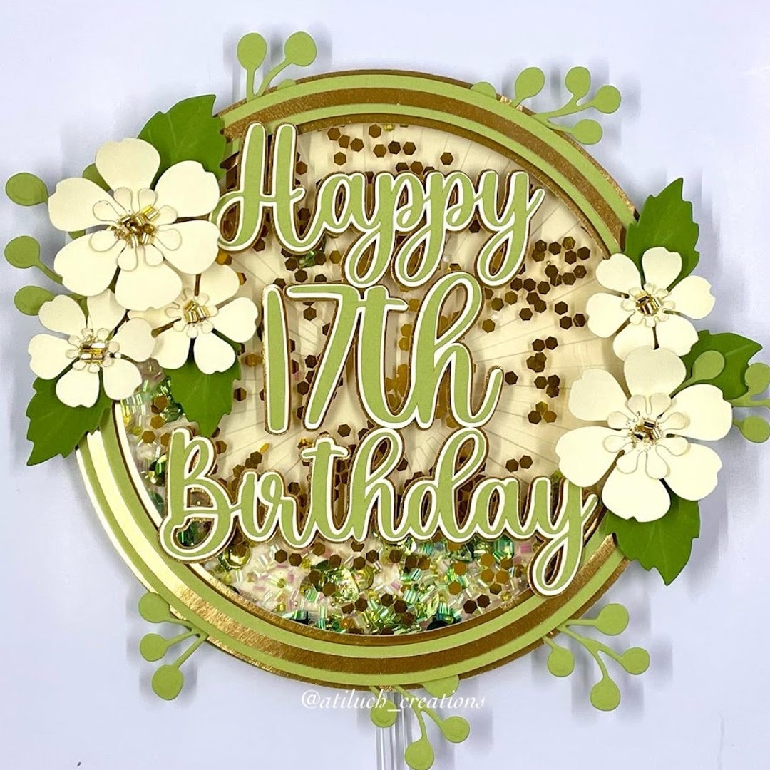 Custom Floral Cake Topper for 17th Birthday Celebration / Flower Cake ...