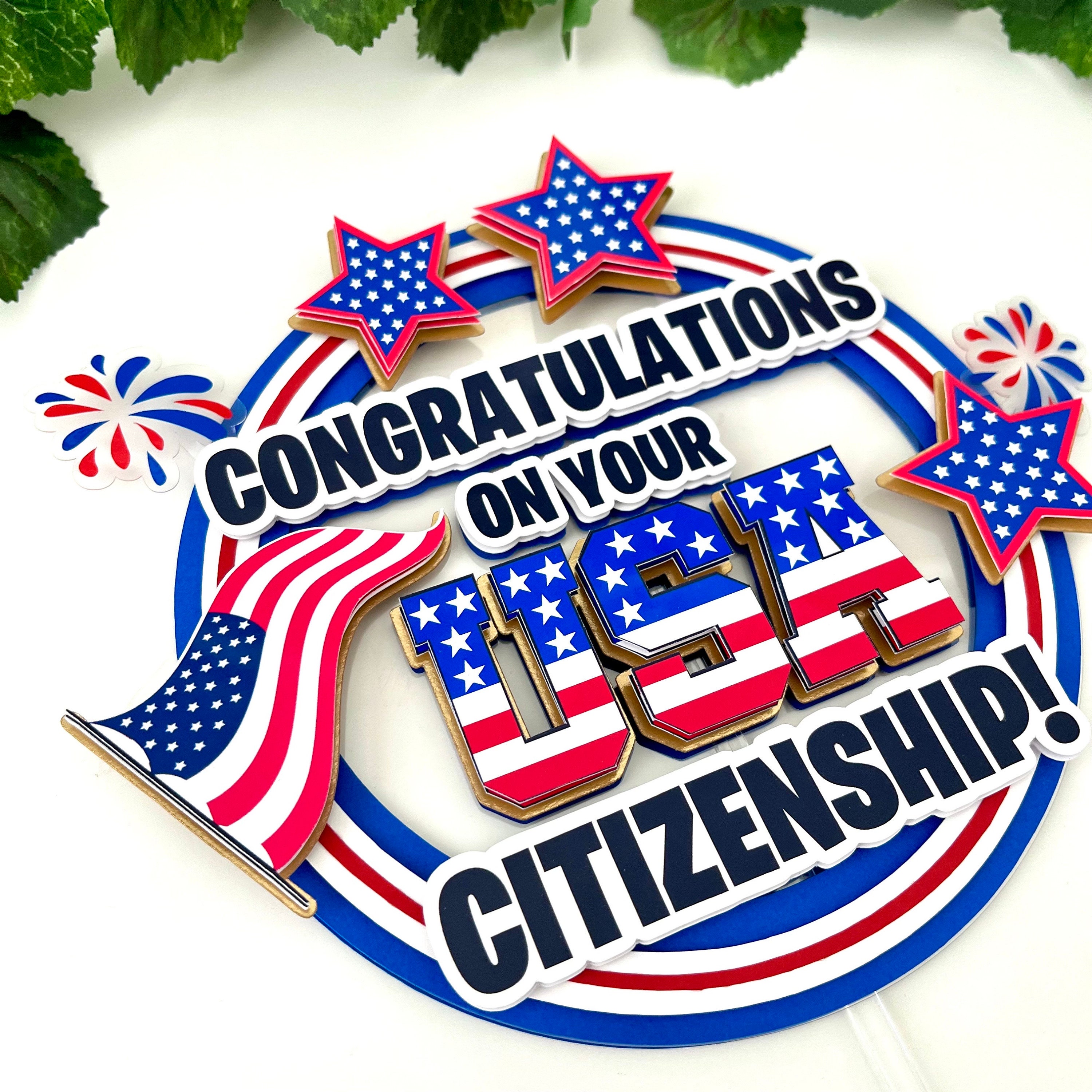 USA Citizenship Cake Topper, Congratulations on Your USA Citizenship ...