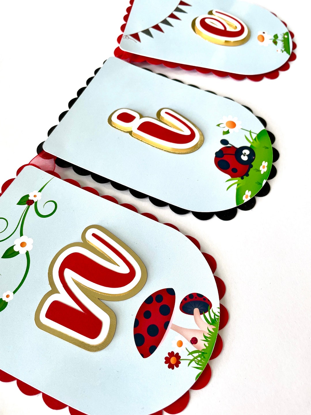Custom Ladybug Banner, Girl's Birthday Garland, Custom Party Decoration ...