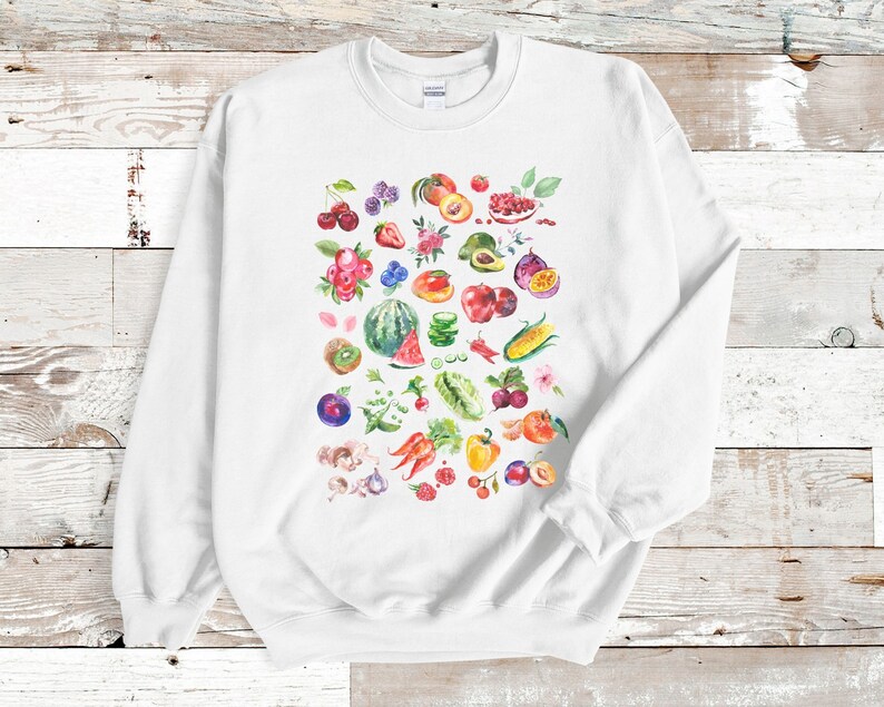 Fruit Veggie Cottage Core Sweater Vegetarian Sweatshirt - Etsy