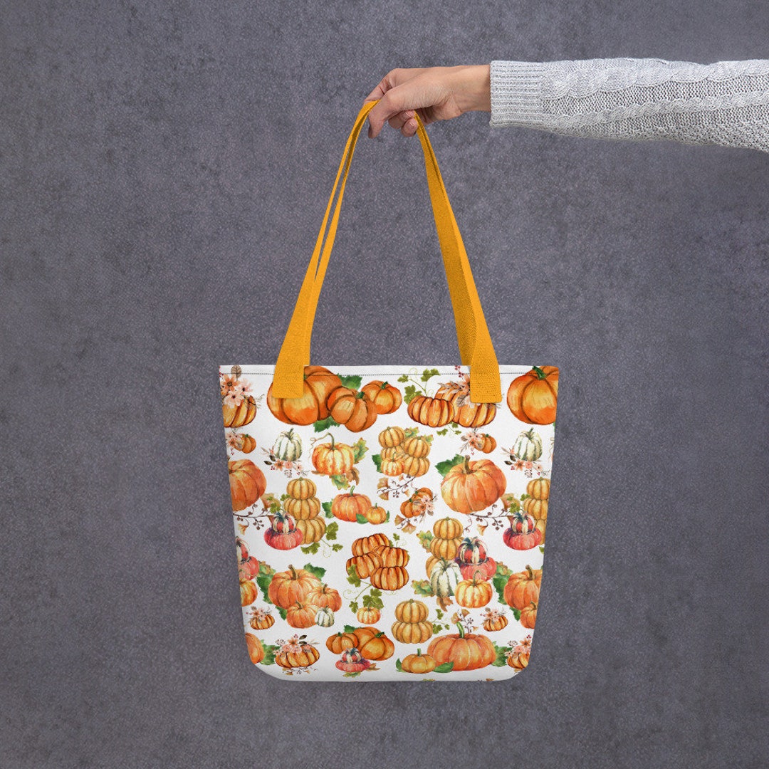 Pumpkin Cottage Core Tote Bag Garden Aesthetic Pumpkin Print Reusable ...