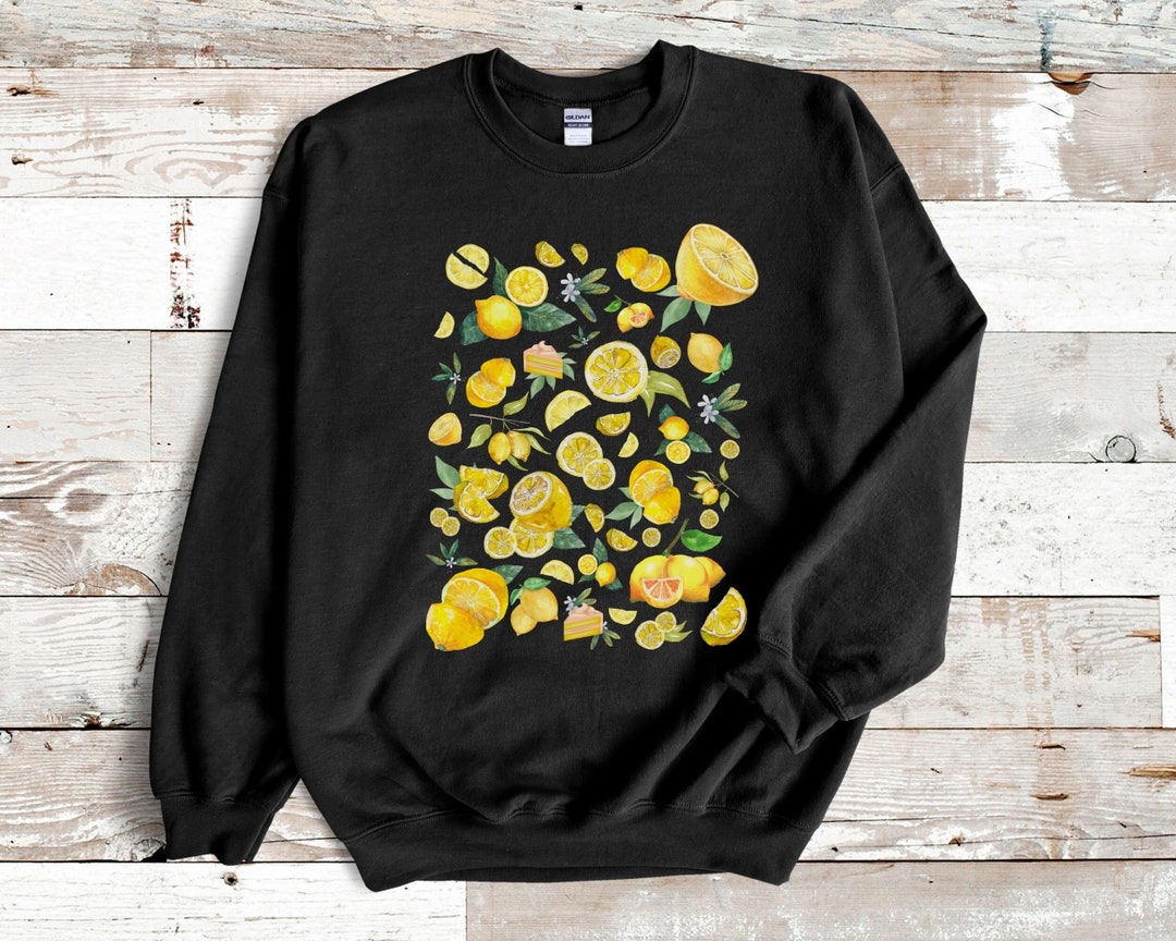 Lemon Print Cottage Core Autumn Sweater Lemon Clothes Lemon Sweatshirt ...