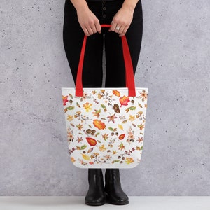 Autumn Leaves Cottage Core Tote Bag Fall Aesthetic Watercolor Leaf ...
