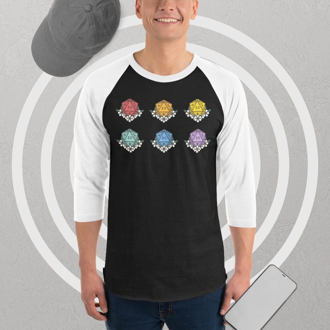 Dungeons and Dragons D20 Shirt 3/4 Sleeve Raglan Baseball Top Cute D&D ...