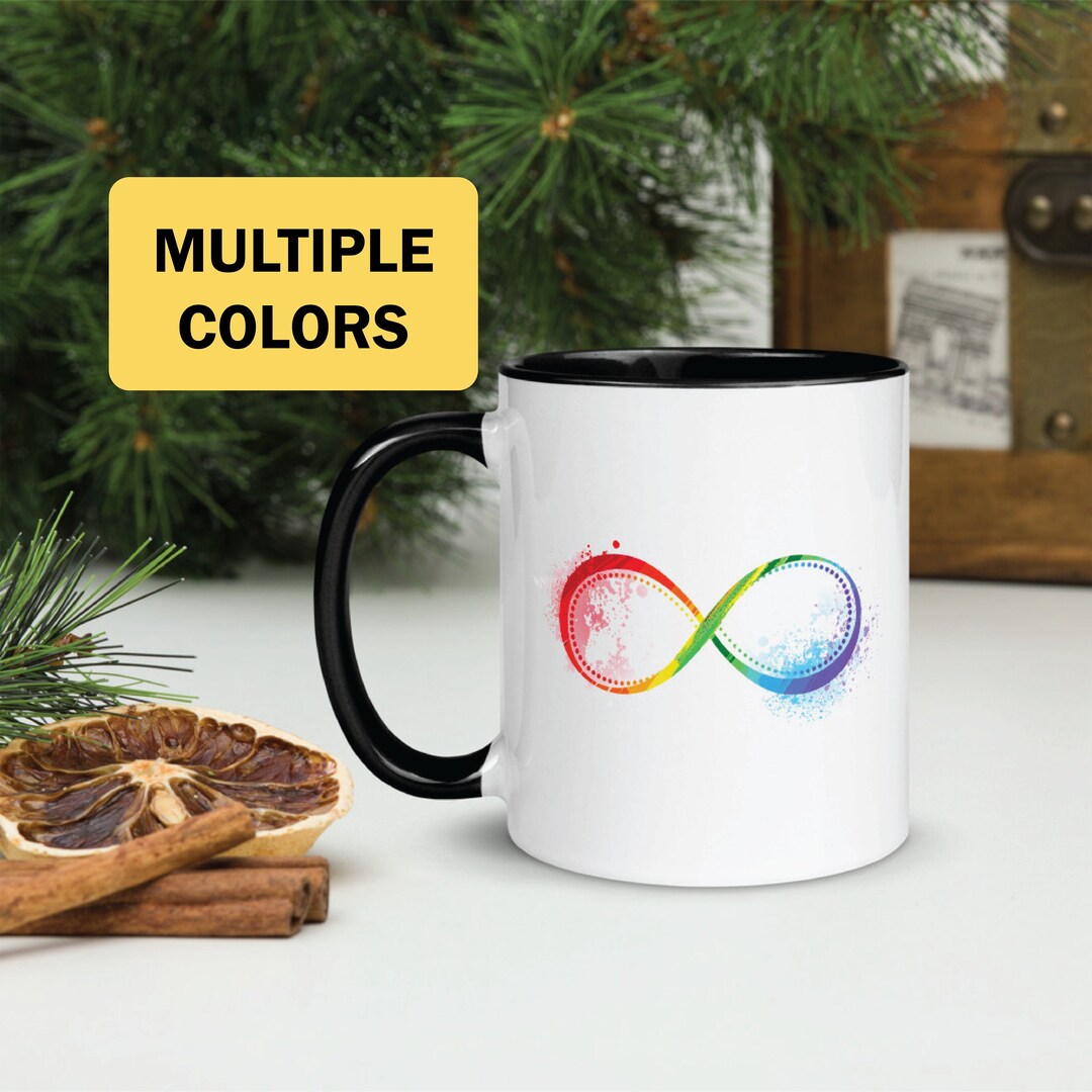 Autism Awareness Ceramic Mug Neurodiversity Cup Infinity Rainbow Autism ...