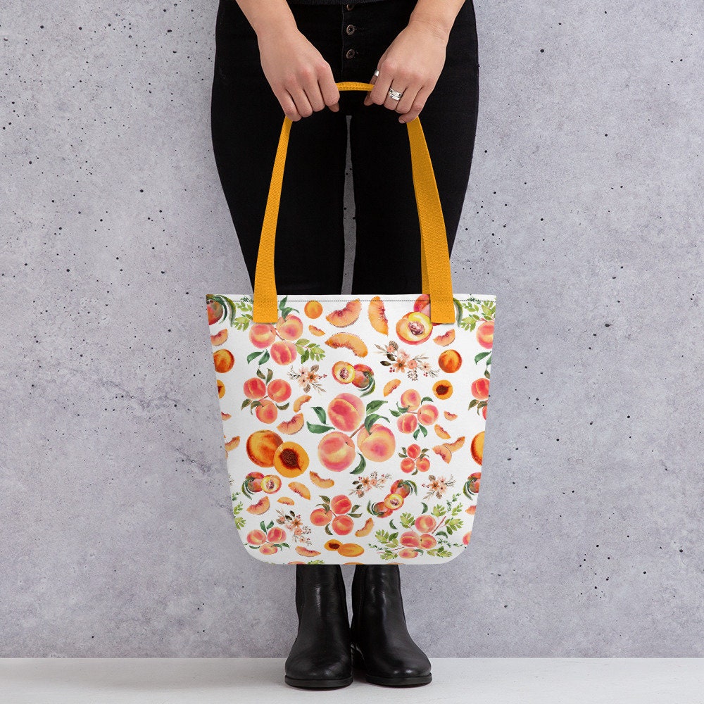 Peach Cottage Core Tote Bag Garden Aesthetic Botanical Peach Print ...