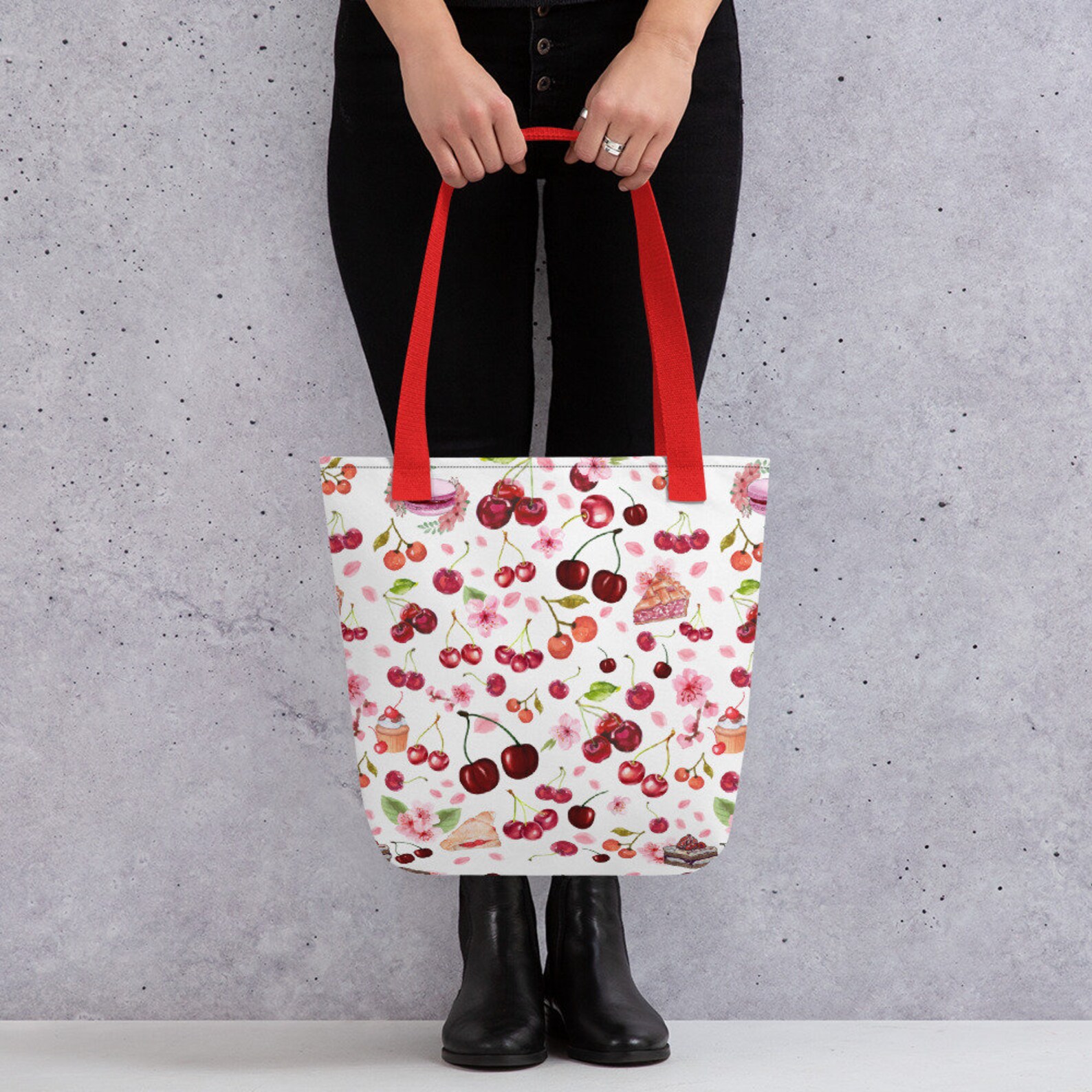 Cherry Cottage Core Tote Bag Garden Aesthetic Botanical Cherry Print ...