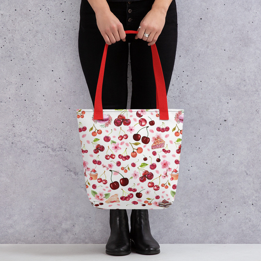 Cherry Cottage Core Tote Bag Garden Aesthetic Botanical Cherry Print ...