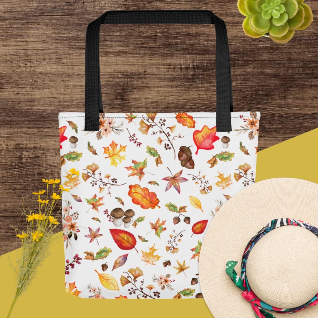 Autumn Leaves Cottage Core Tote Bag Fall Aesthetic Watercolor Leaf ...