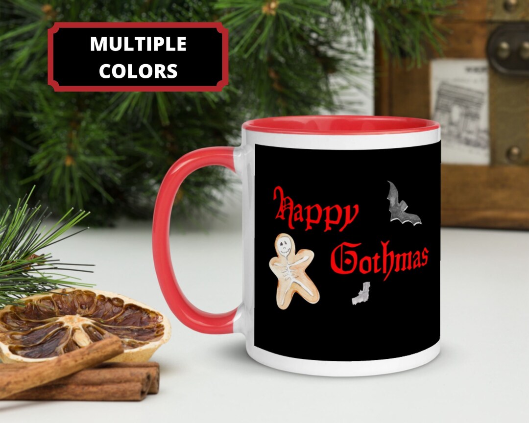 Happy Gothmas Cute Goth Christmas Mug Skeleton Gingerbread Man Coffee ...