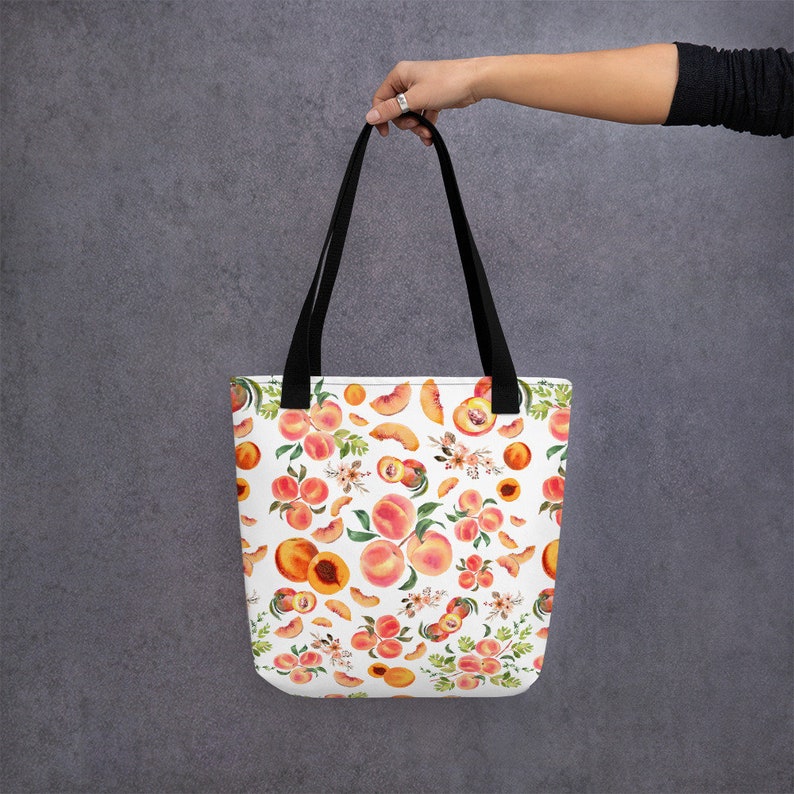 Peach Cottage Core Tote Bag Garden Aesthetic Botanical Peach Print ...
