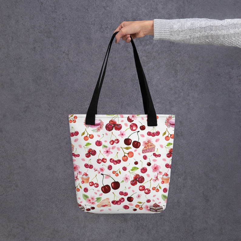 Cherry Cottage Core Tote Bag Garden Aesthetic Botanical Cherry Print ...